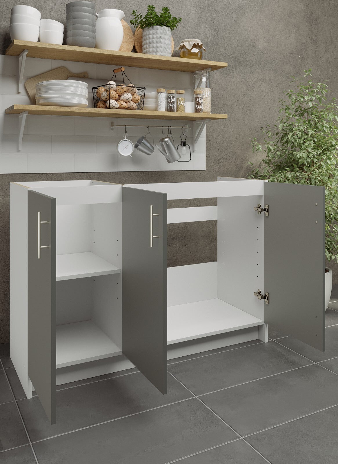 JD Greta Fixed Height Kitchen Sink Unit 1200mm - Grey Matt
